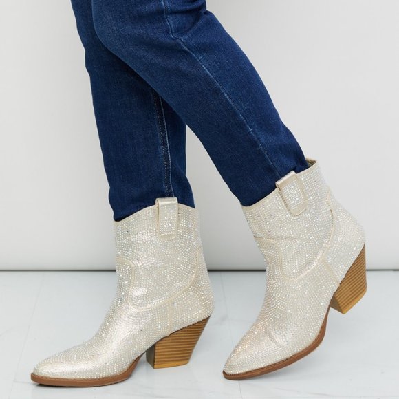 Forever Link | Shoes | Forever Link Rhinestone Cowboy Booties In ...
